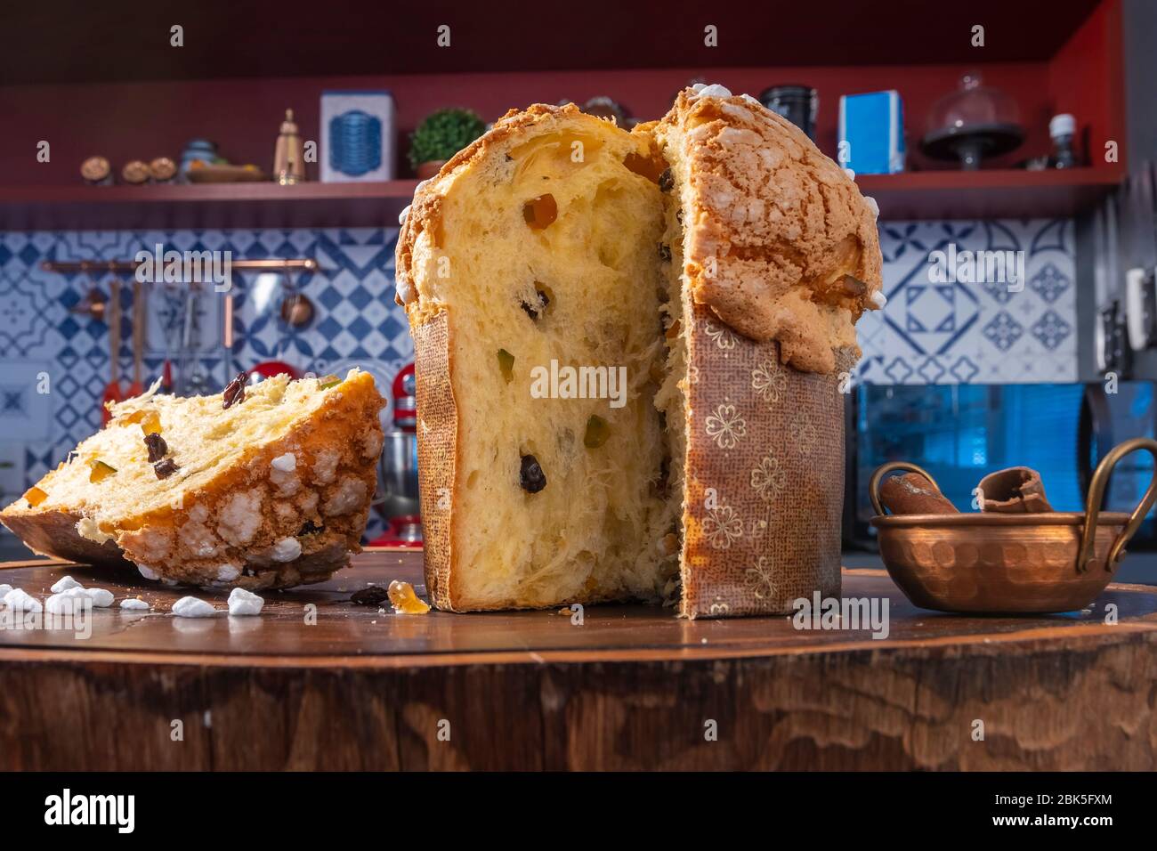 Panettone dessert pastry cut pieces hi-res stock photography and images ...