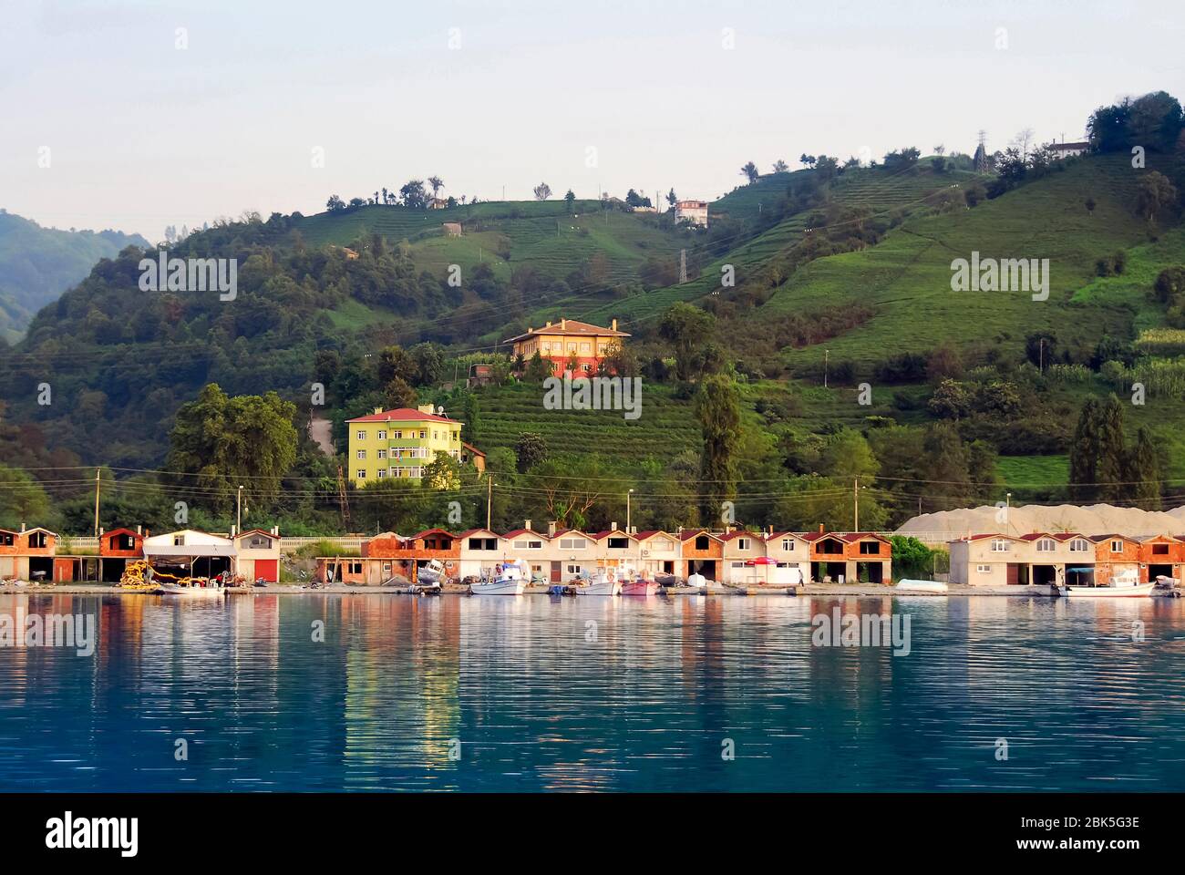 TRABZON / TURKEY - AUGUST 28, 2006: Harbor and Boats, Tea Plantations ...