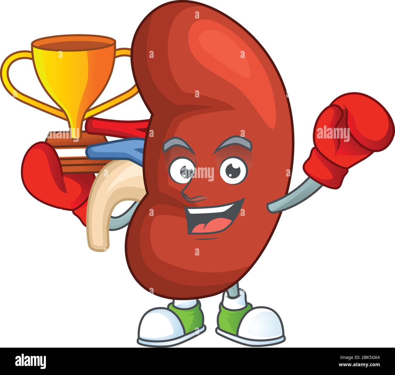 Proudly face of boxing winner right human kidney presented in cartoon ...