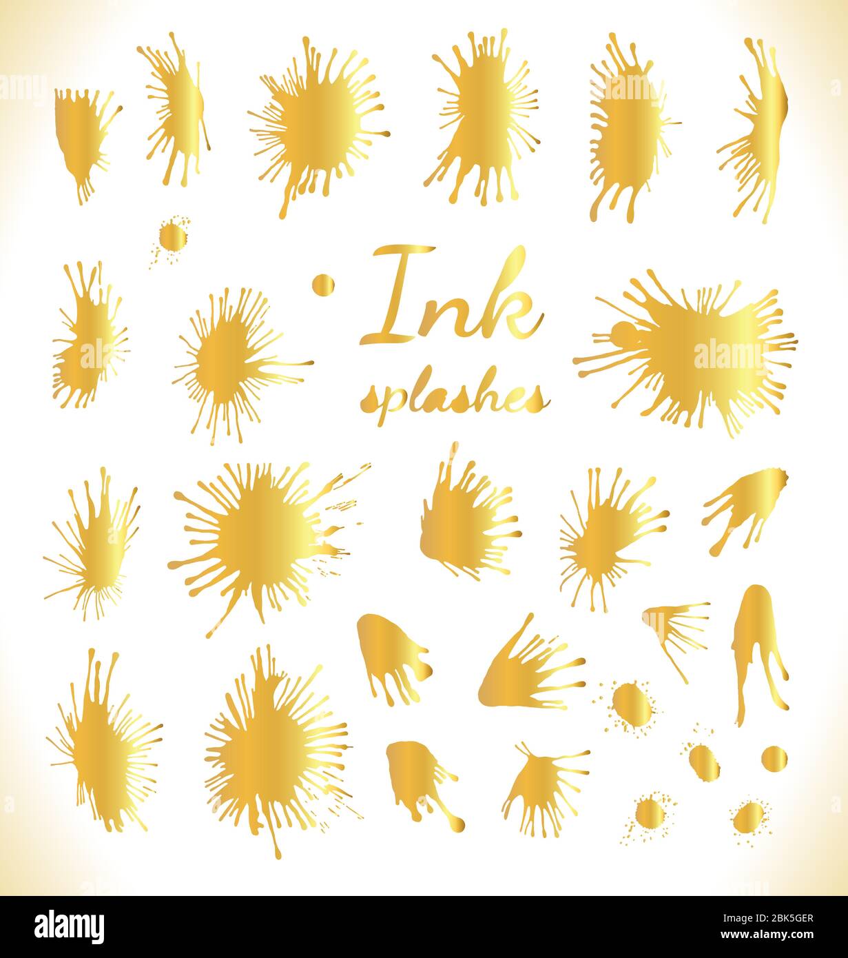 Gold vector splashes isolated on white background. Abstract golden ...