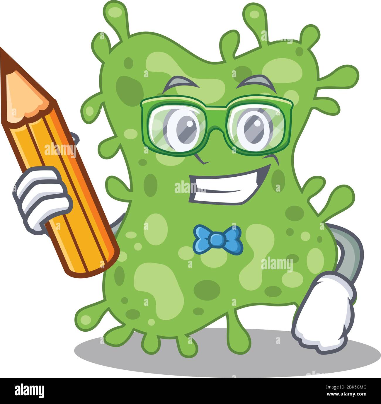 A brainy student salmonella enterica cartoon character with pencil and ...