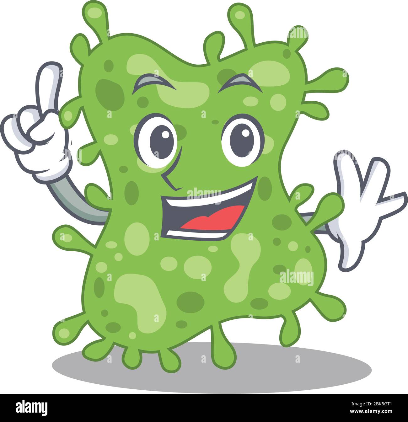 Salmonella enterica mascot character design with one finger gesture ...
