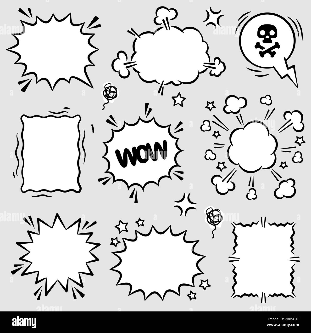 Set of angry and scream comic speech bubbles. Empty comic speech ...
