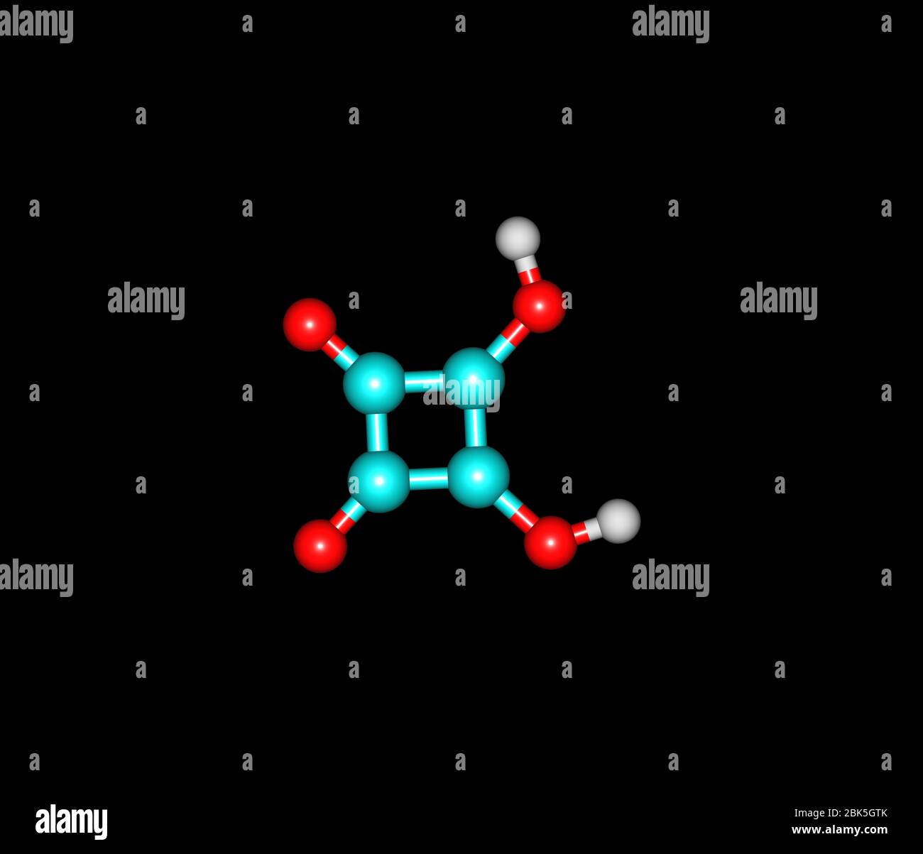 Squaric acid (quadratic acid), carbon atoms approximately form a square ...