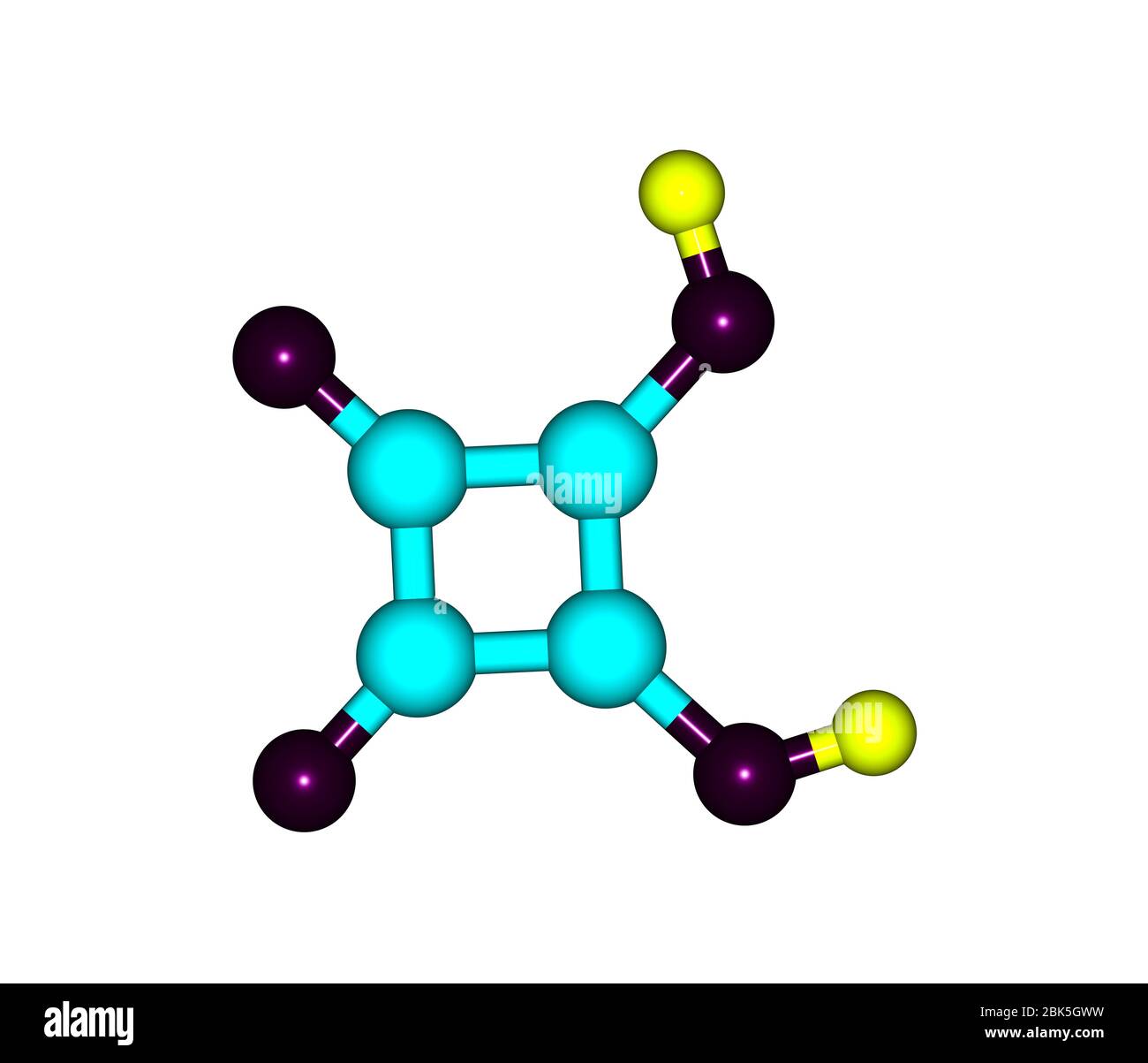 Squaric acid (quadratic acid), carbon atoms approximately form a square ...