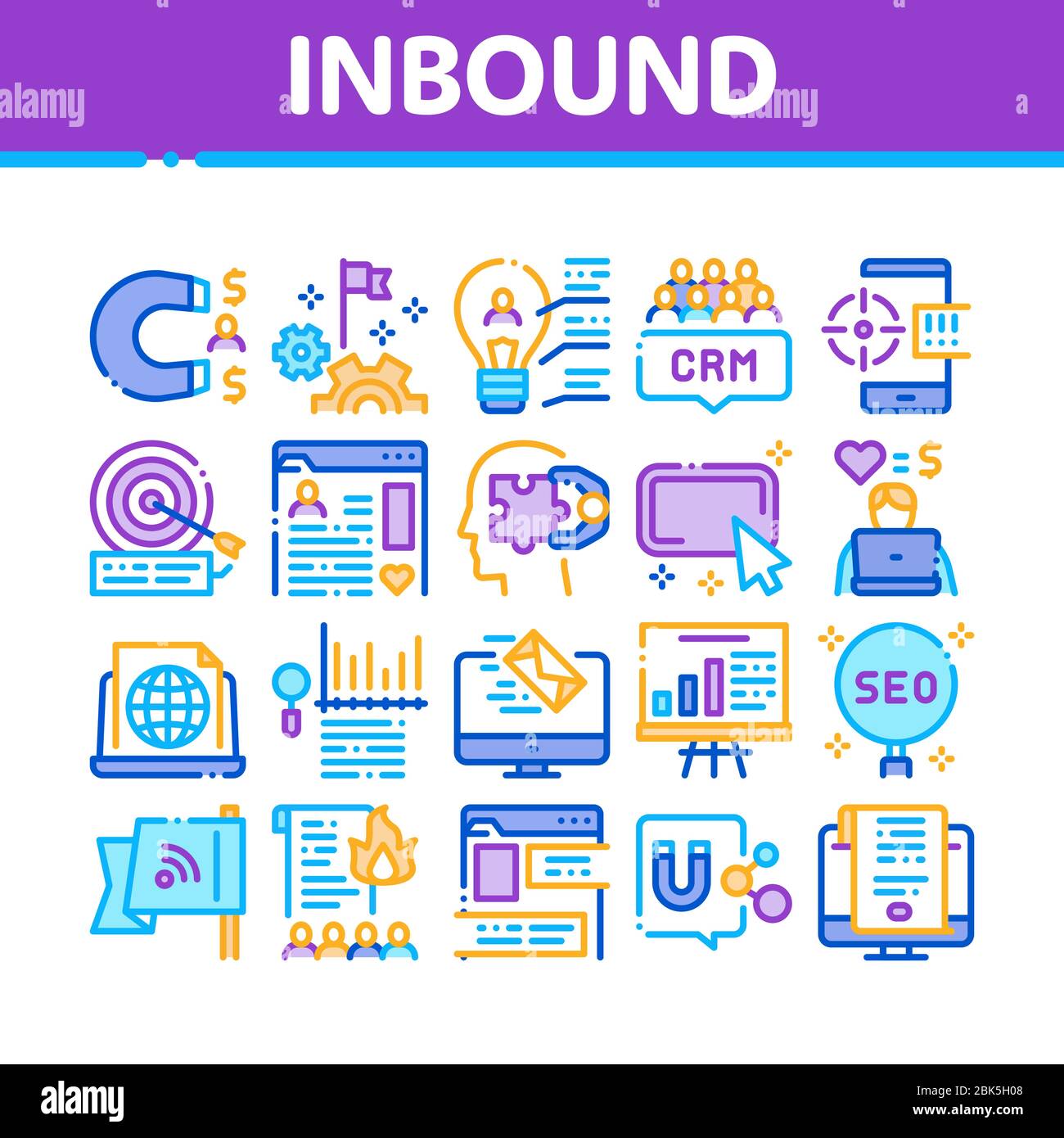 Inbound Marketing Collection Icons Set Vector Stock Vector Image & Art ...