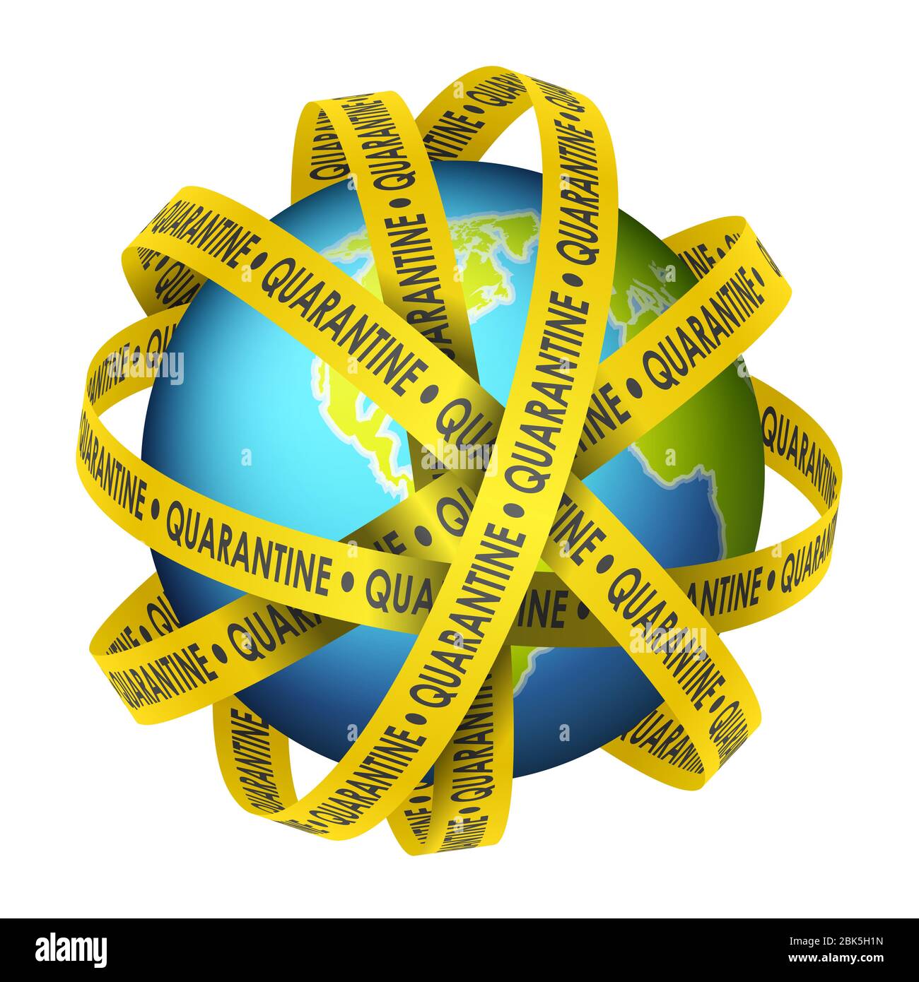 World globe in quarantine tapes on a white background. Vector ...