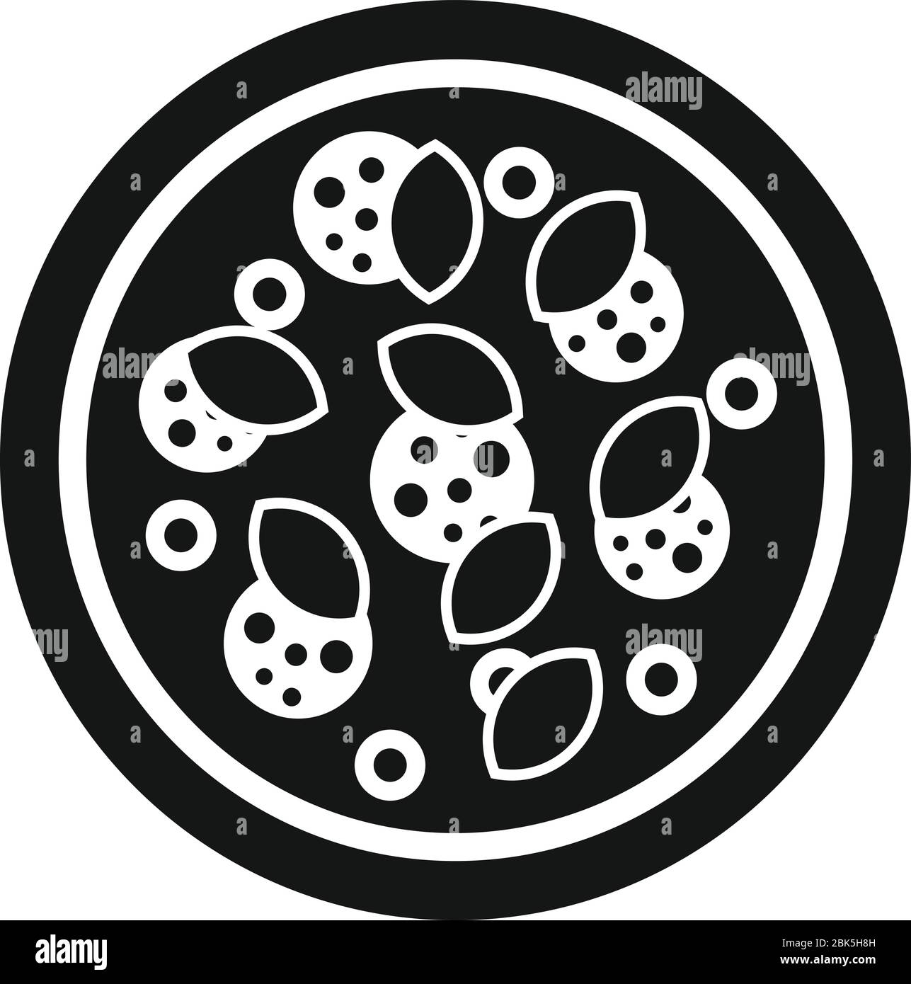 Round fresh pizza icon. Simple illustration of round fresh pizza vector ...