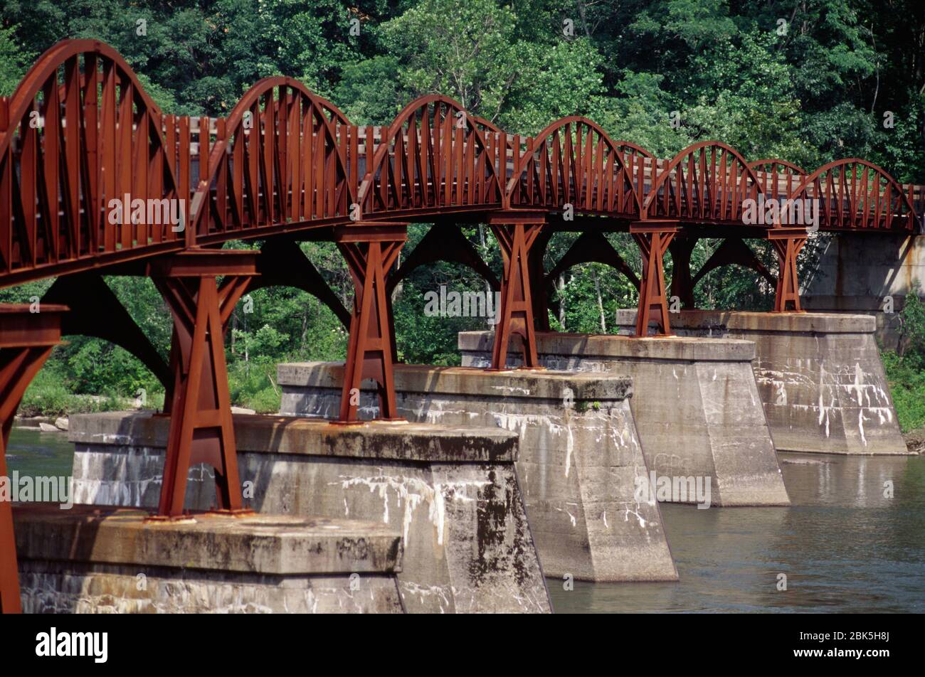 Trail on old railroad bridge, Ohiopyle State Park, Pennsylvania Stock ...