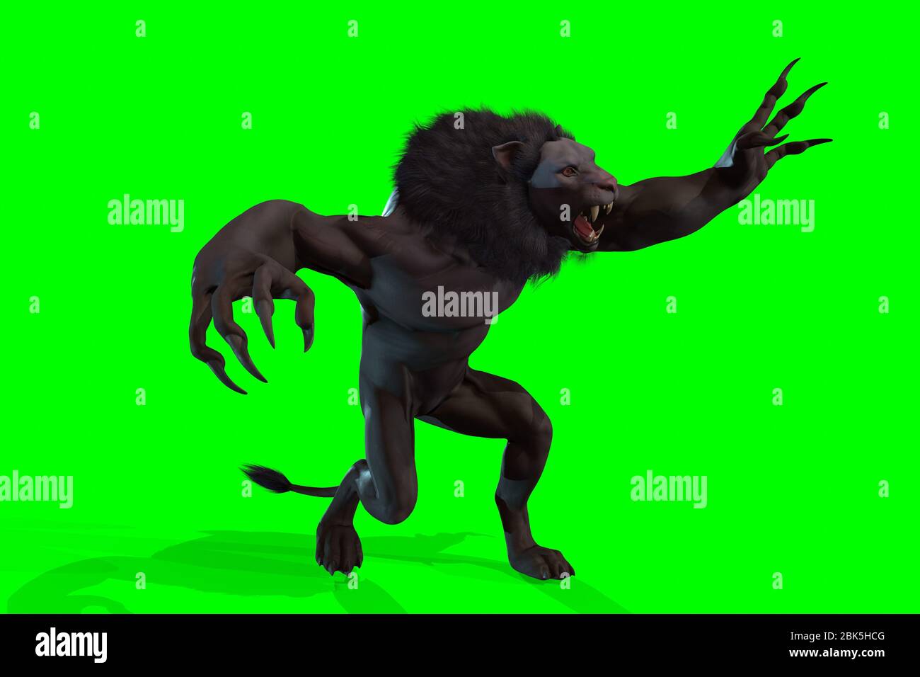 Fantasy character Humanoid Lion in epic pose - 3D render on black ...