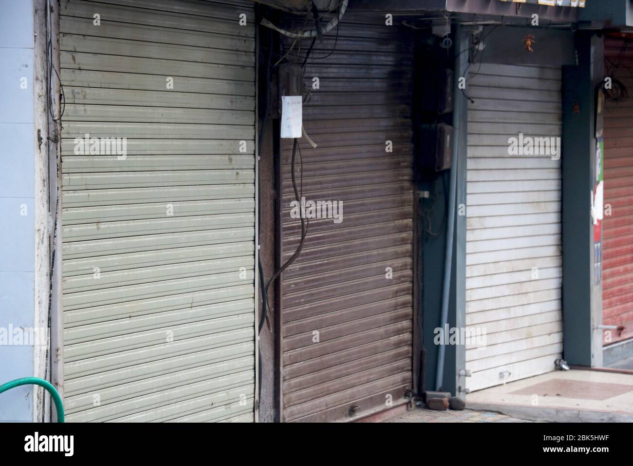 Image of close shutter and door are lock during lock down in India ...
