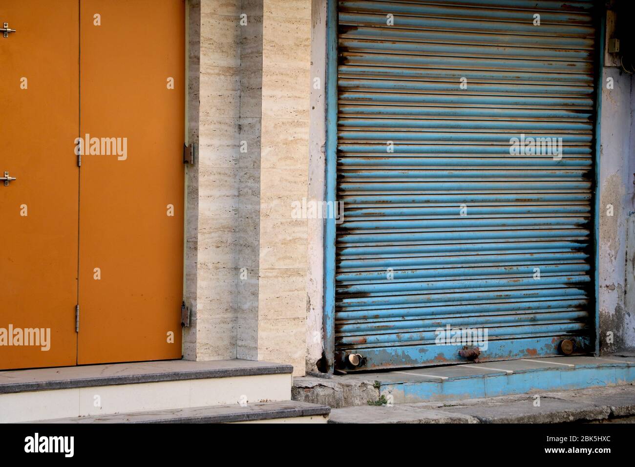 Image of close shutter and door are lock during lock down in India ...