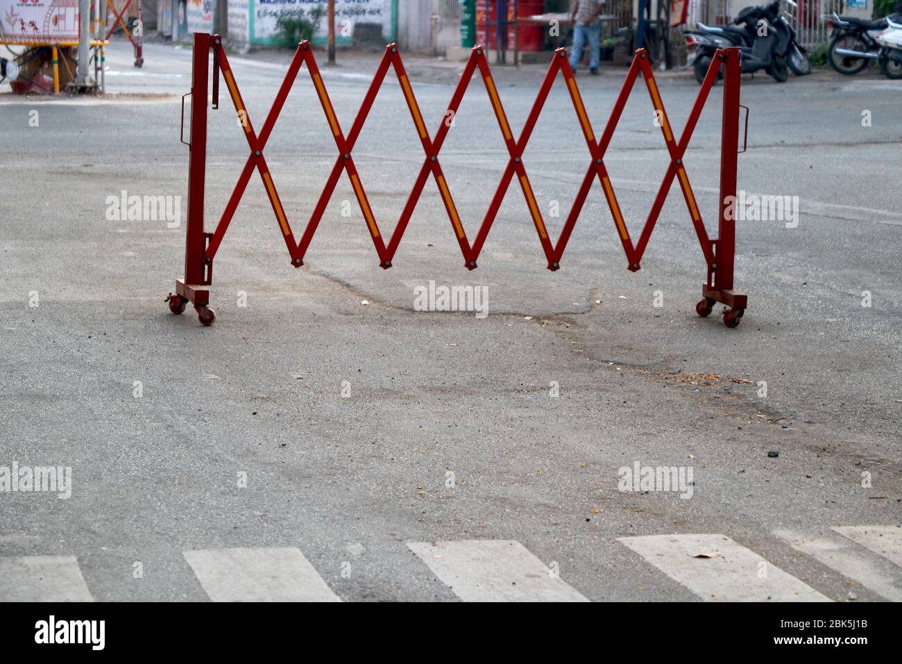 image of road barrier during lock down in India Stock Photo - Alamy
