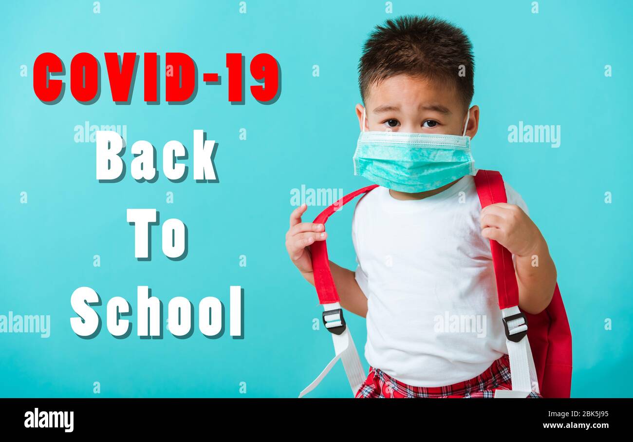Back to school coronavirus Covid-19 education. Portrait Asian cute ...