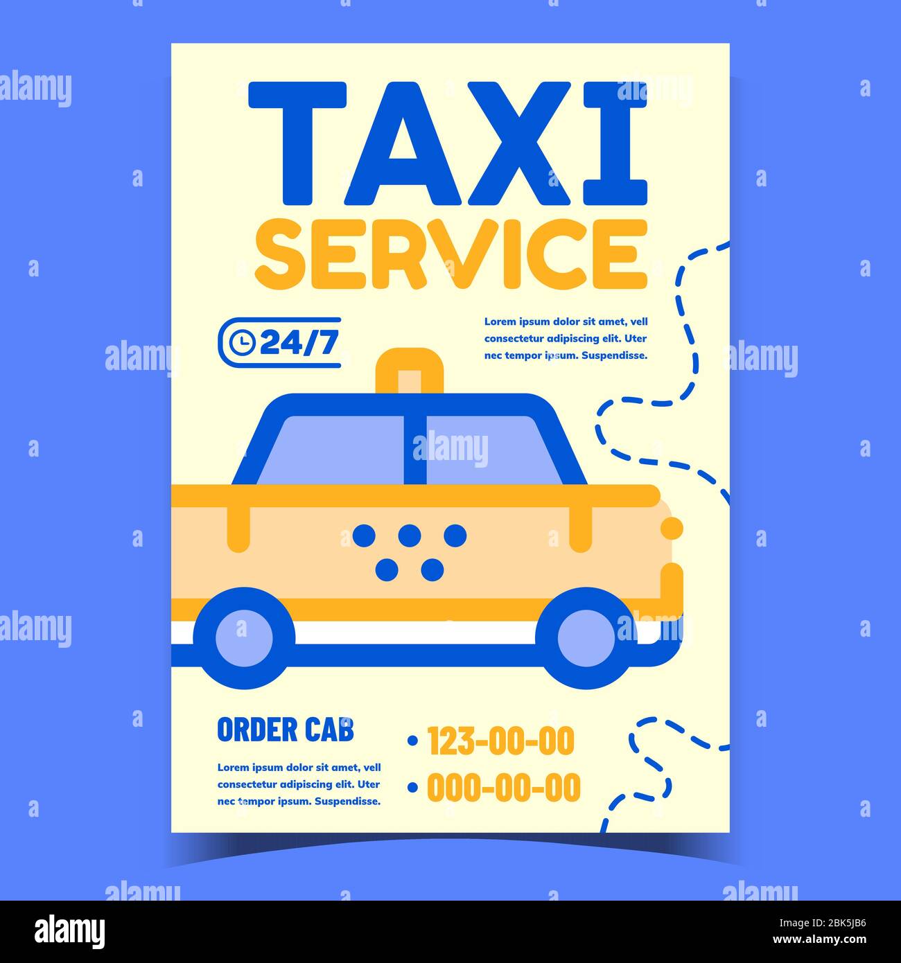 Taxi Service Creative Advertising Poster Vector Stock Vector Image ...