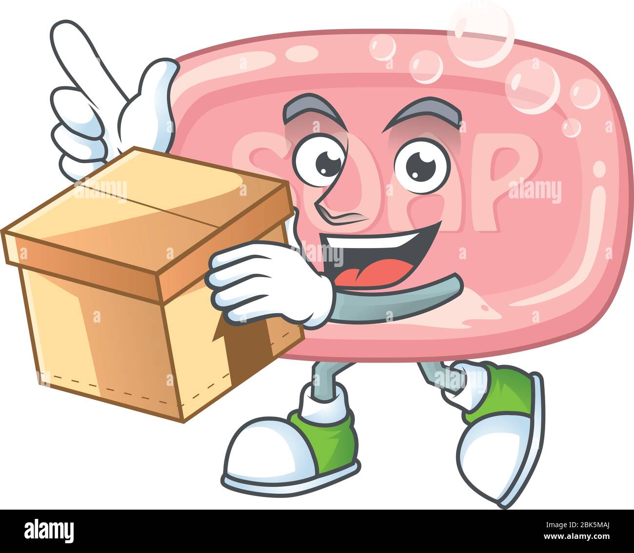 Pink soap cartoon design style having gift box. Vector illustration ...