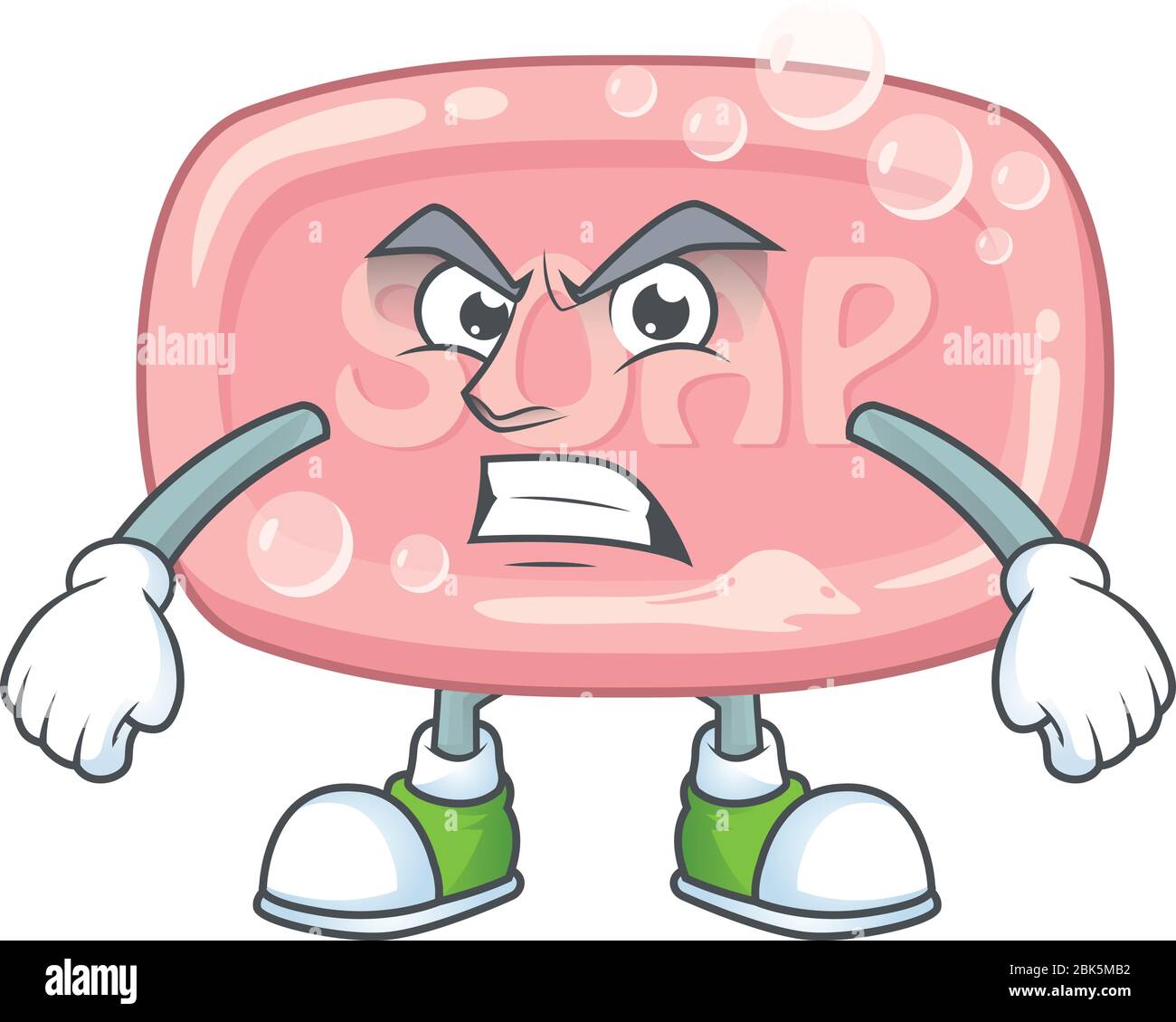 Mascot design style of pink soap with angry face. Vector illustration ...