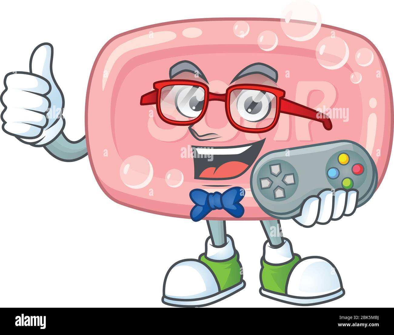 Pink soap talented gamer mascot design play game with controller ...