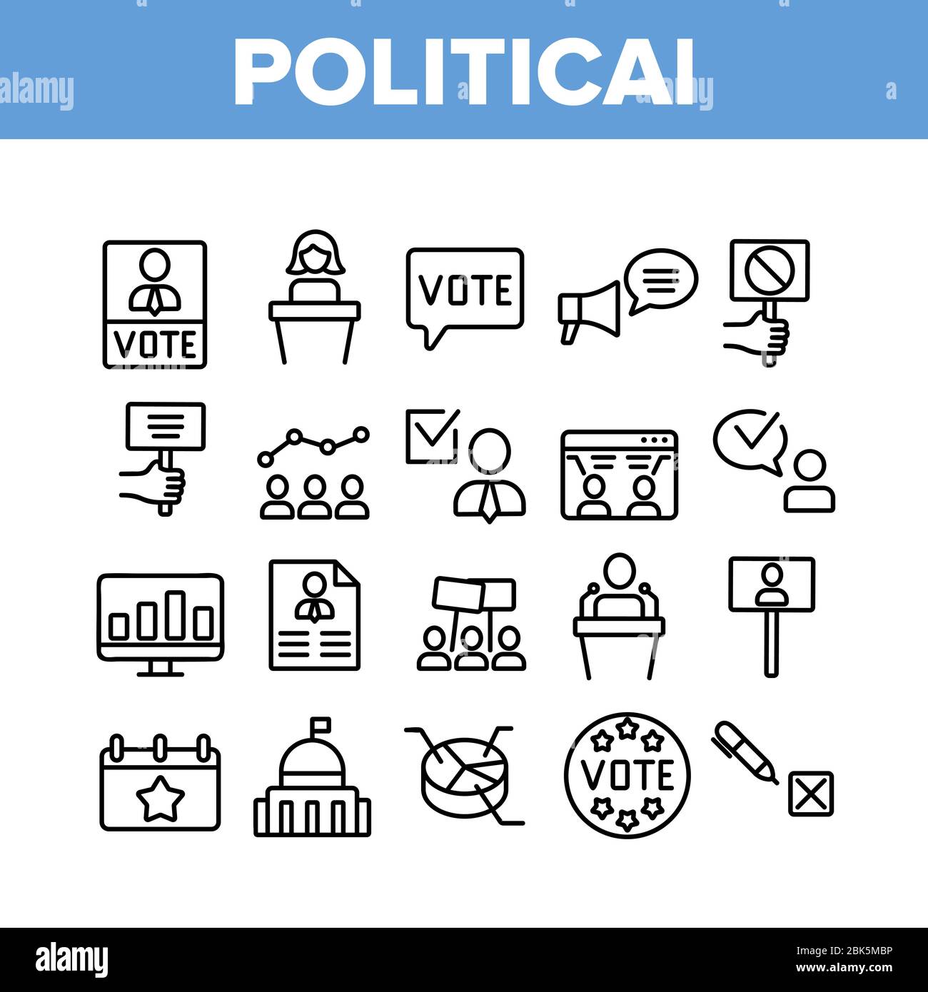 Political Election Collection Icons Set Vector Stock Vector Image & Art ...