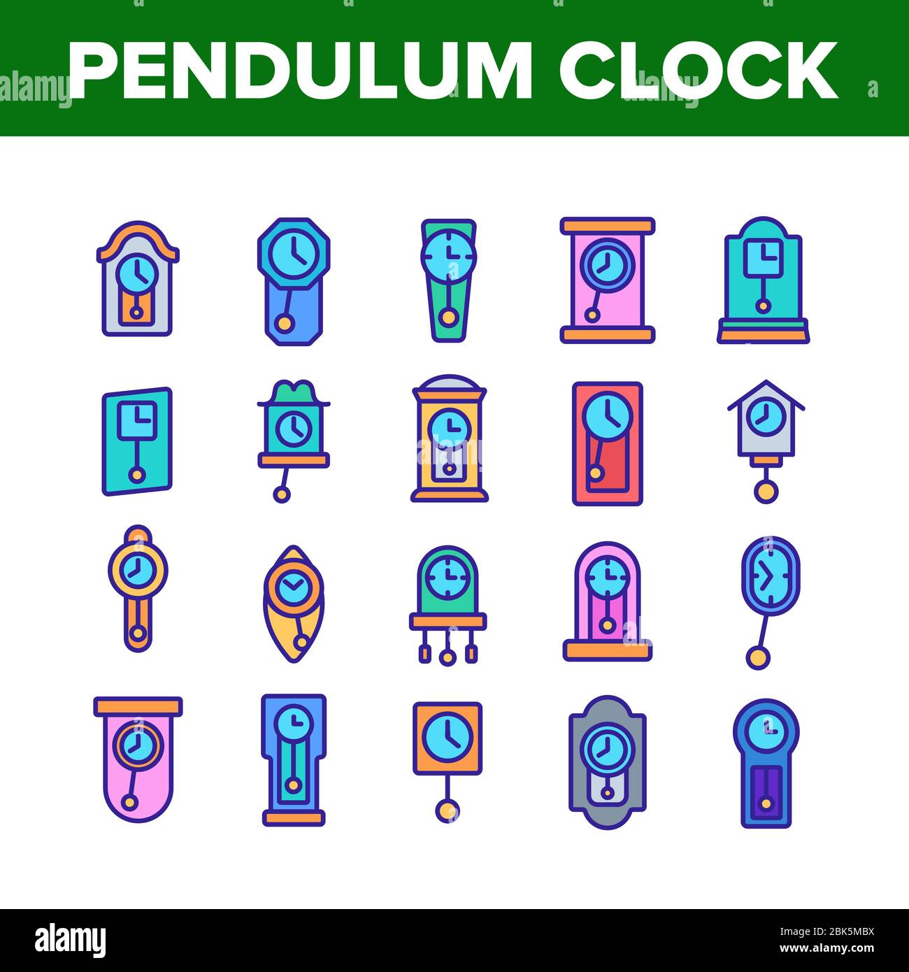 Pendulum Clock Device Collection Icons Set Vector Stock Vector Image ...