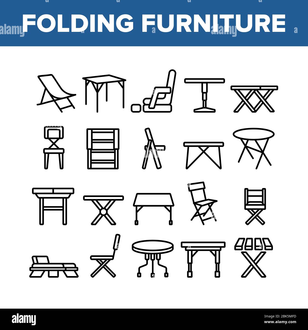 Folding Furniture Collection Icons Set Vector Stock Vector Image & Art ...