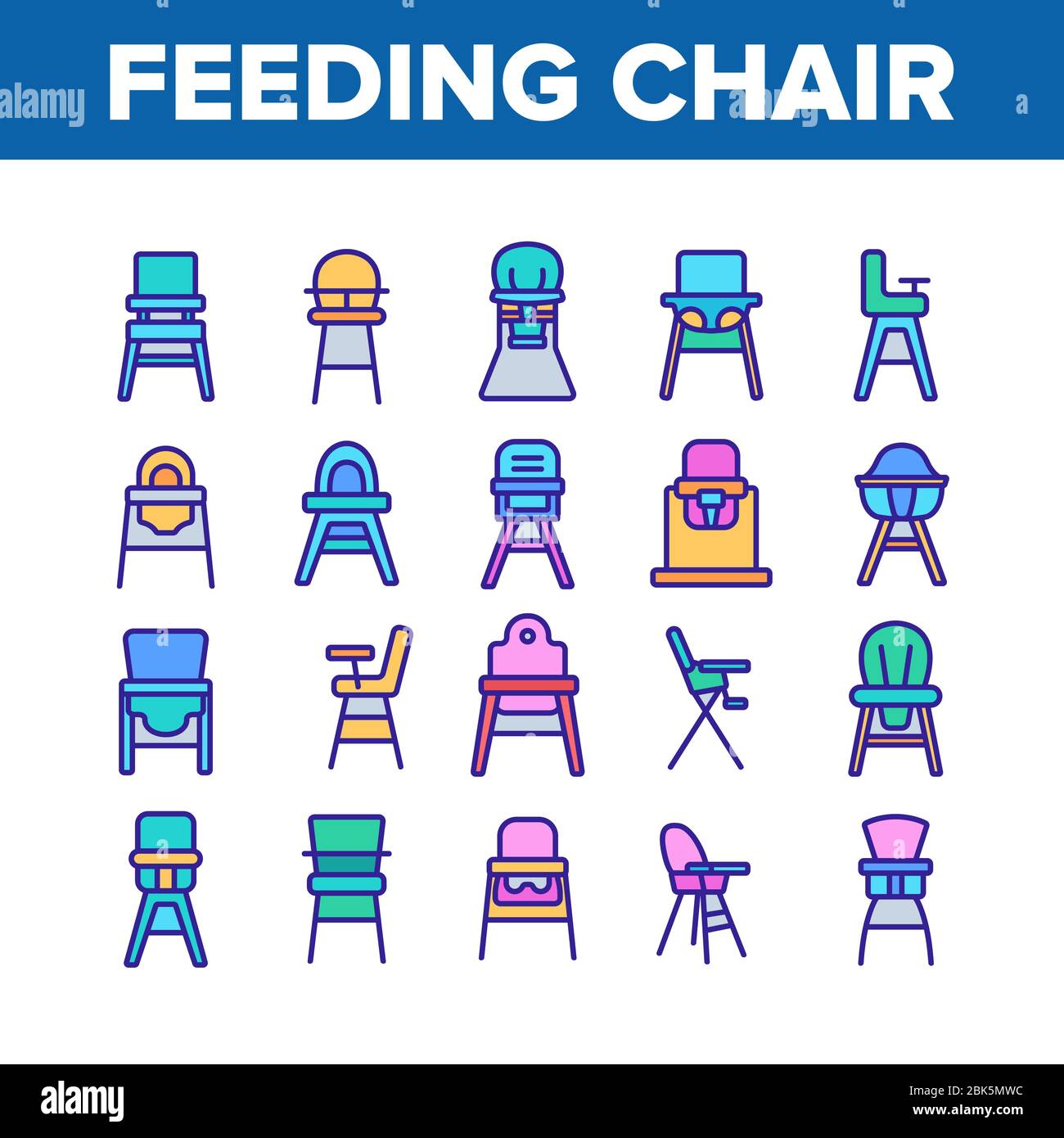 Feeding Baby Chair Collection Icons Set Vector Stock Vector Image & Art ...