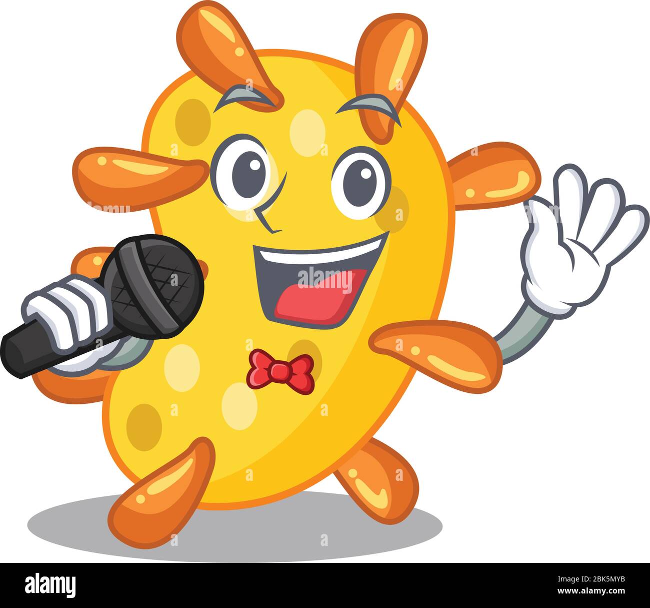Talented singer of vibrio cartoon character holding a microphone Stock ...