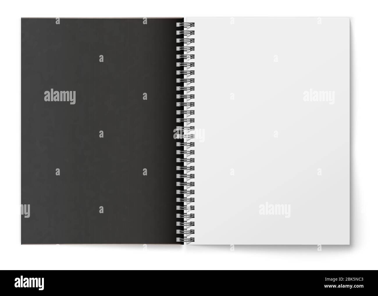 Realistic black blank horizontal open realistic spiral notepad mockup ... Realistic black blank horizontal open realistic spiral notepad mockup ...