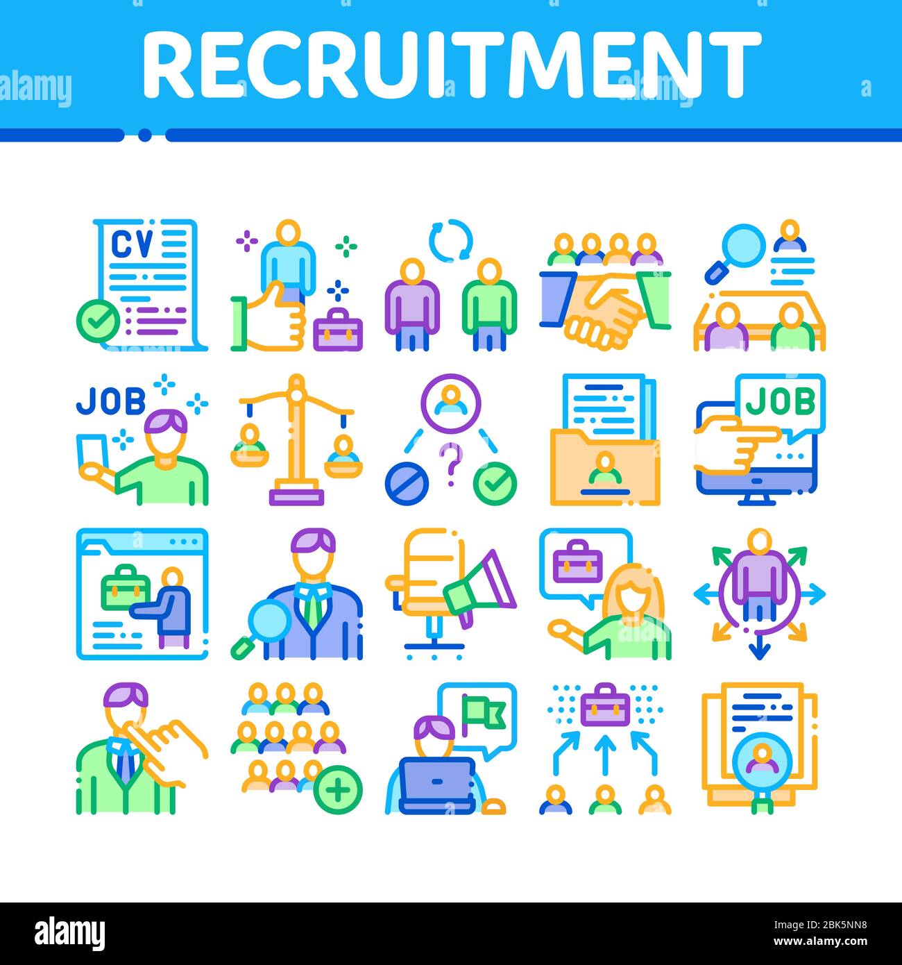Recruitment And Research Employee Icons Set Vector Stock Vector Image ...