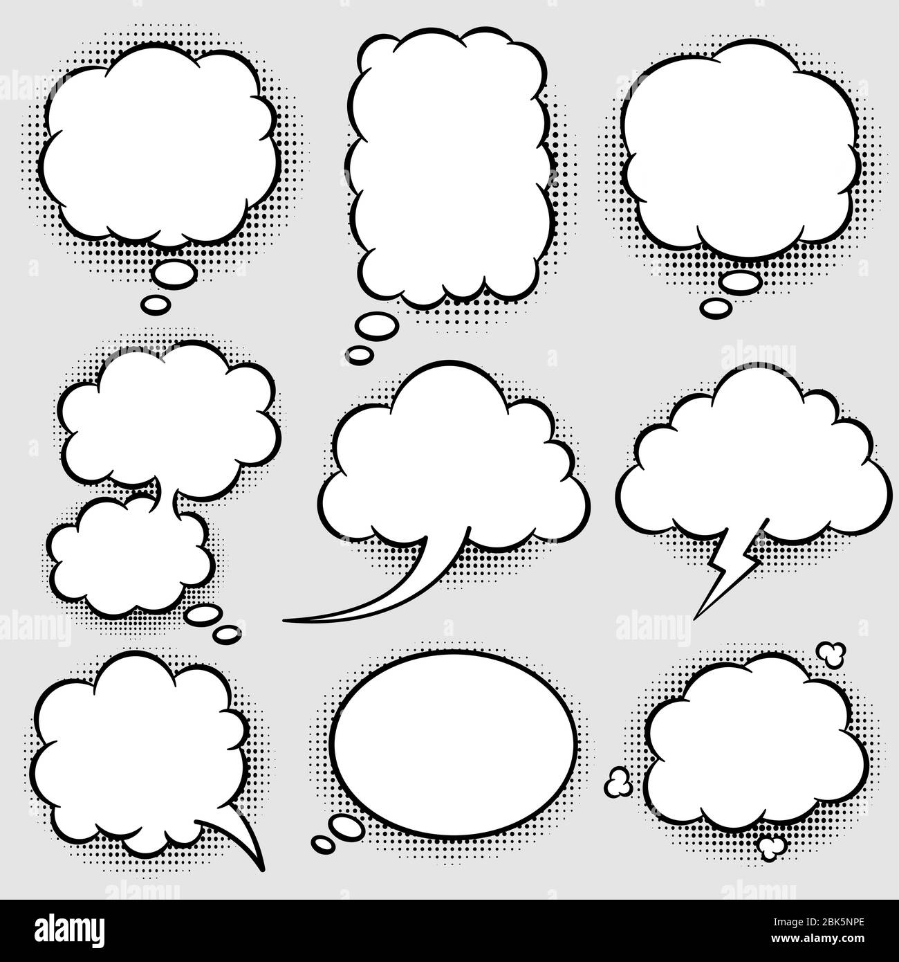 Set of comic speech and thought bubbles. Empty comic speech ballons and ...