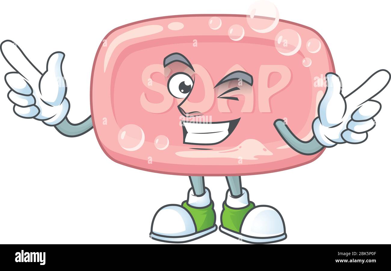 Cartoon character design concept of pink soap cartoon design style with ...