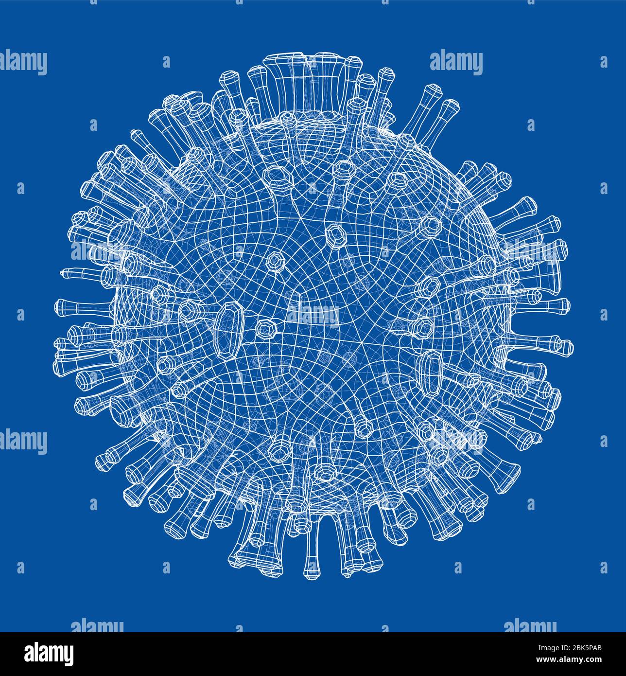 Vector wire-frame model of a virus. Abstract 3d microbe, virus or ...