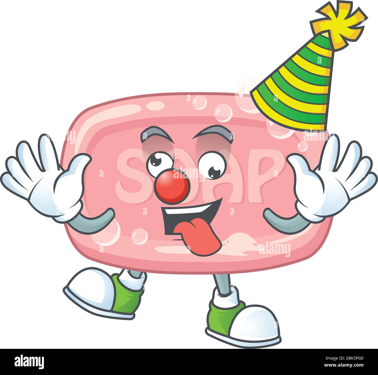 Amusing Clown pink soap cartoon character mascot style. Vector ...