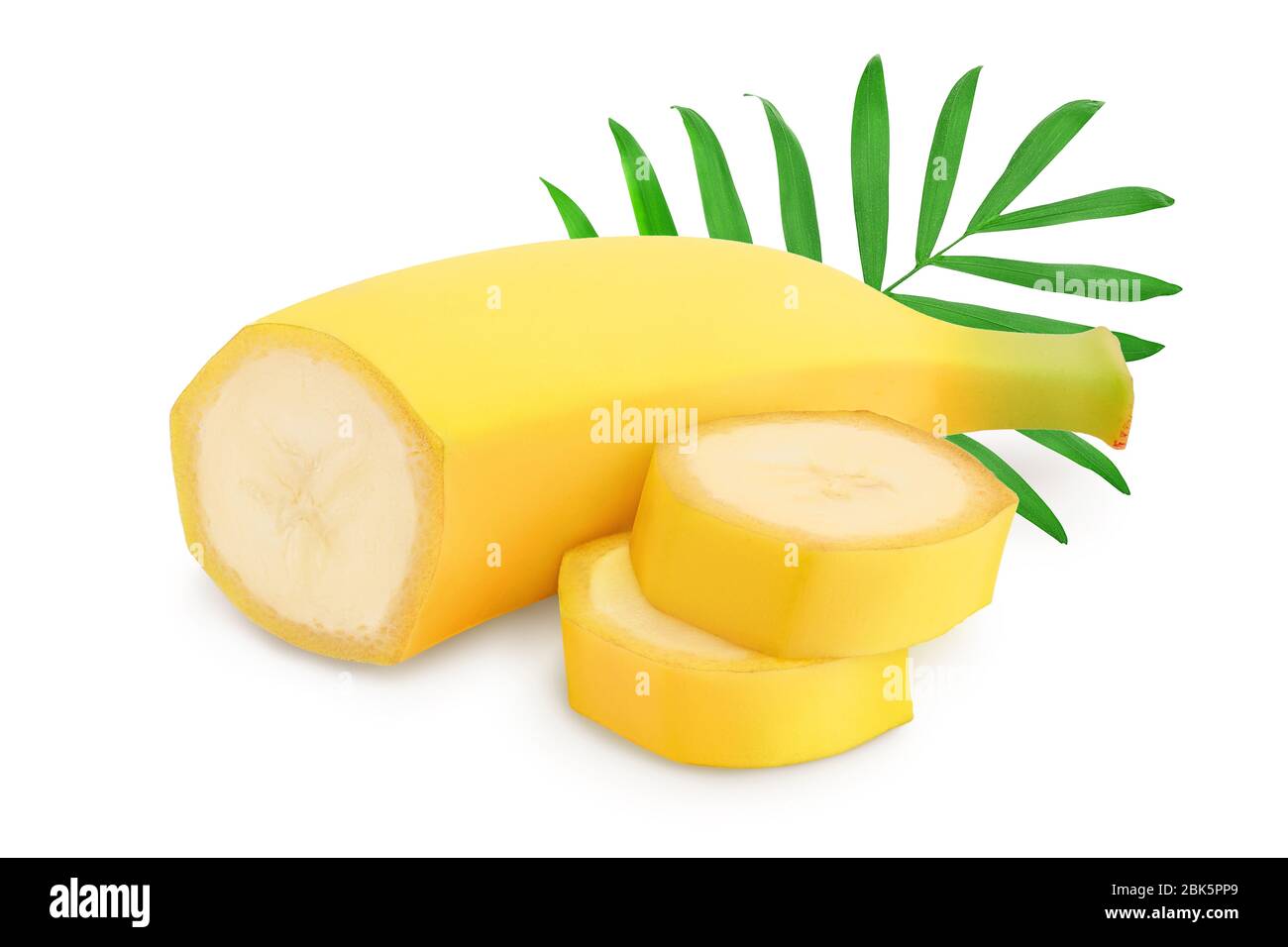 cut banana isolated on white background with clipping path and full ...