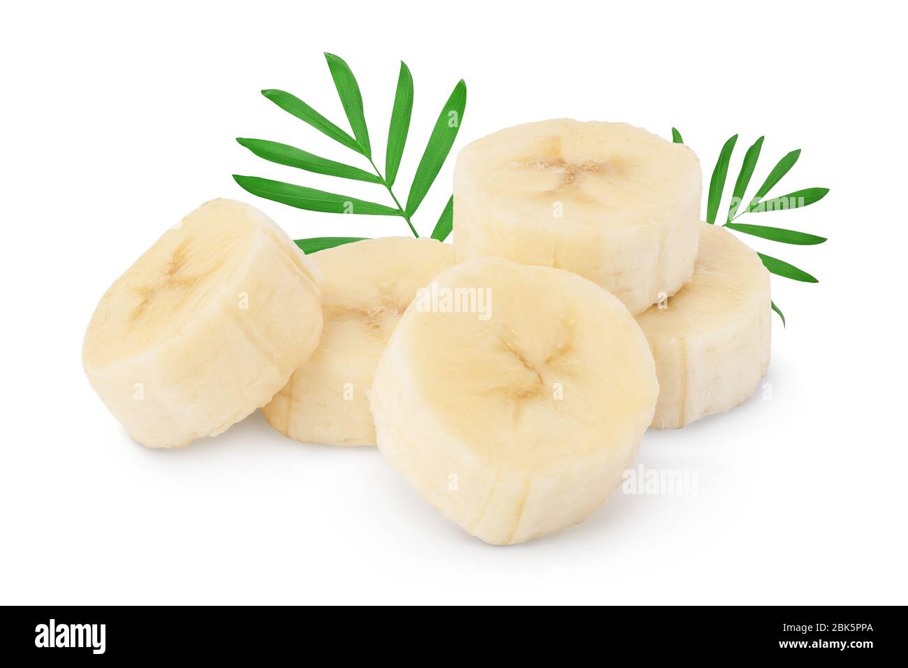 banana pieces isolated on white background with clipping path and full ...