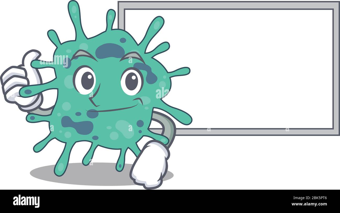 Humorous shigella boydii cartoon design Thumbs up bring a white board ...