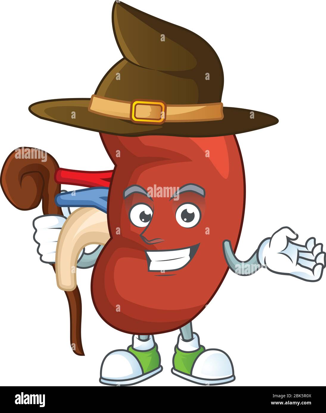 Cute and sneaky Witch right human kidney cartoon design style. Vector ...