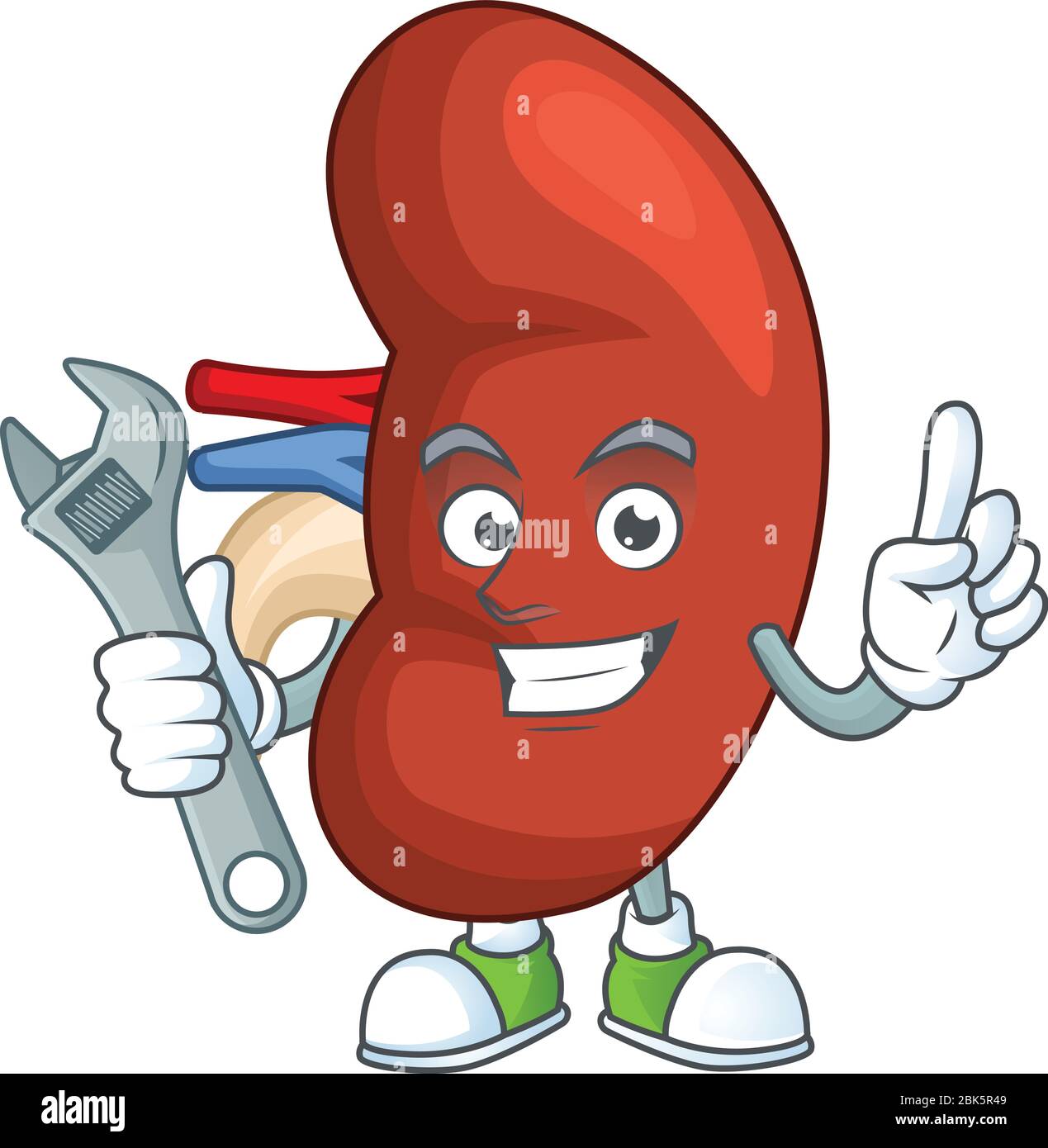 A mechanic right human kidney mascot character fix a broken machine ...