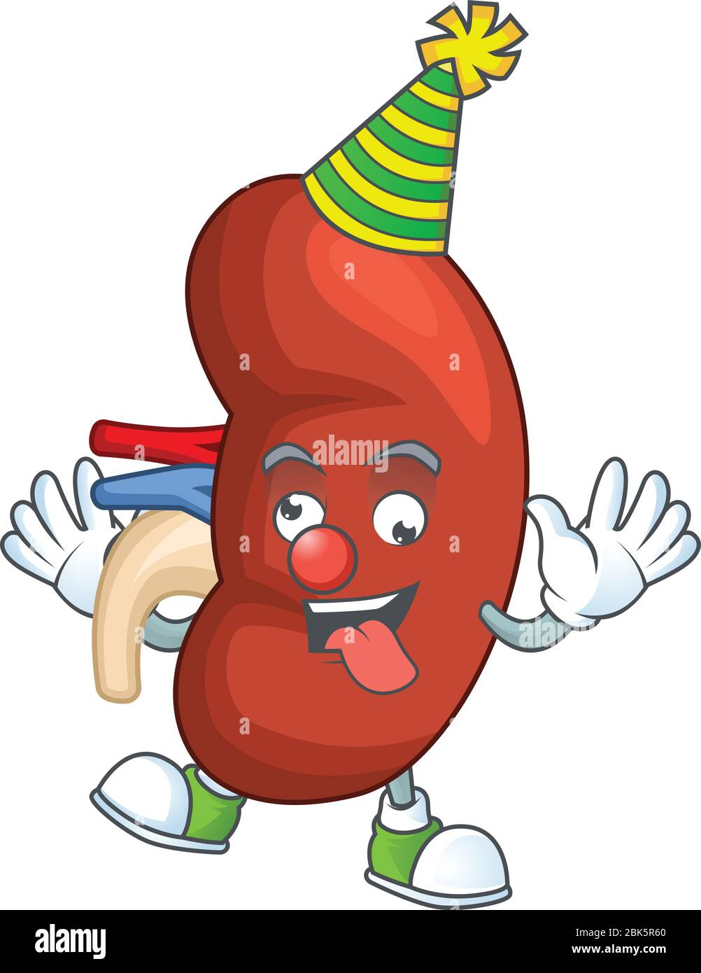 Amusing Clown right human kidney cartoon character mascot style. Vector ...