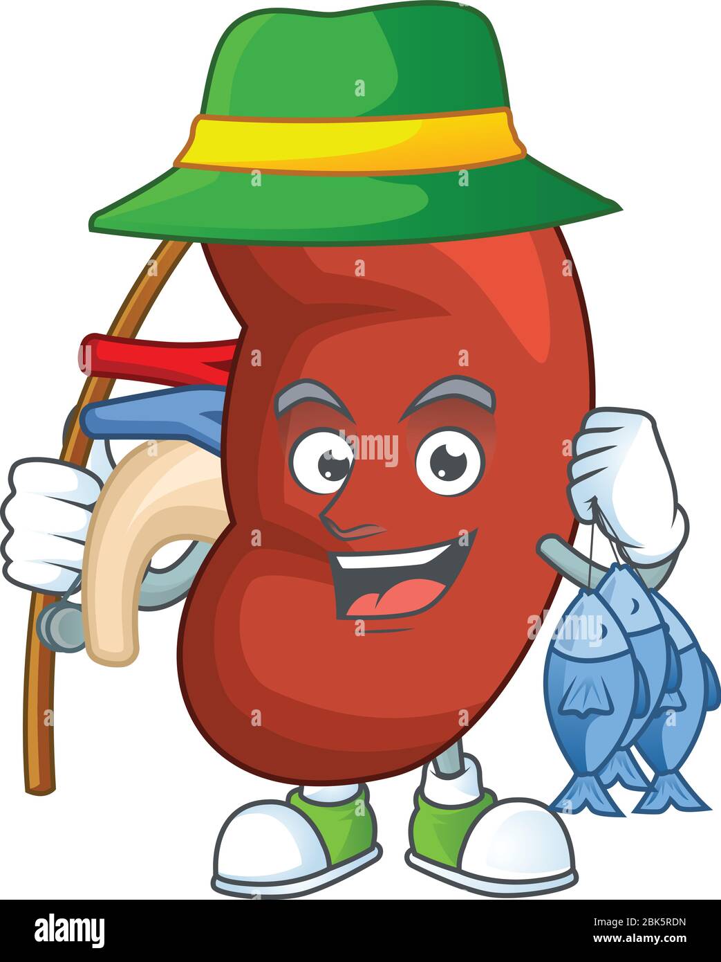 A Picture of right human kidney fisher mascot design catch a fish ...
