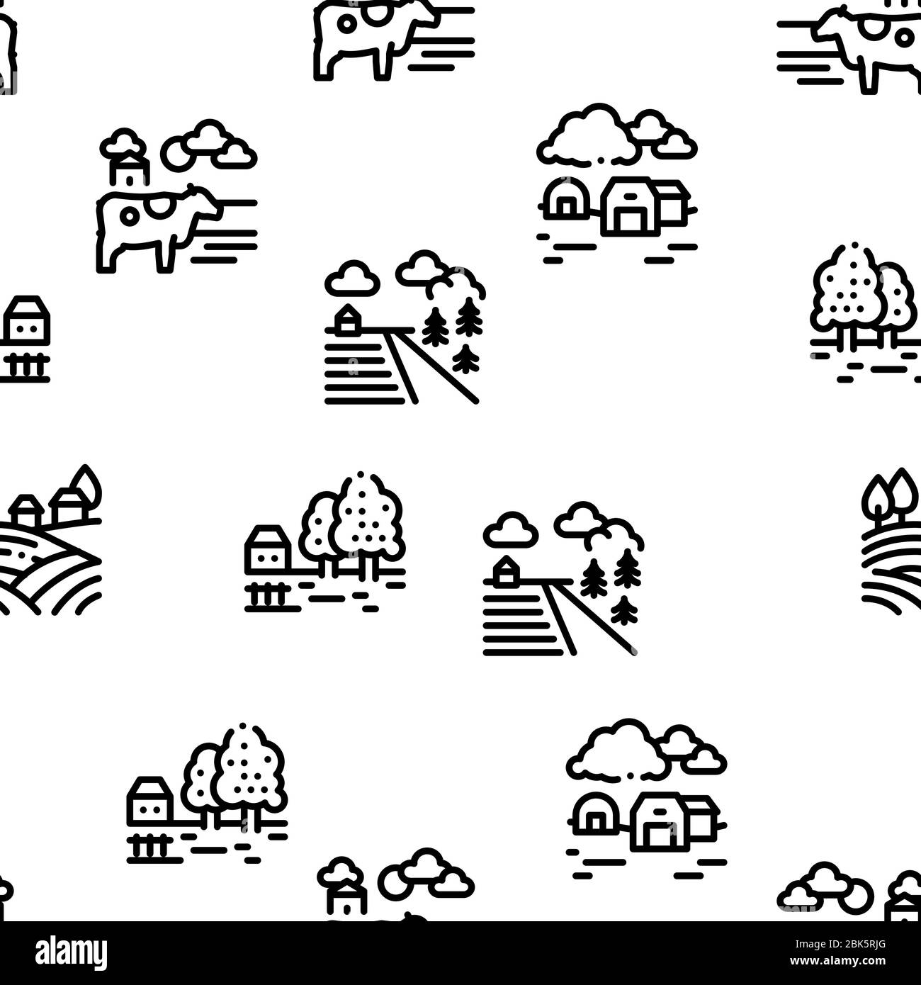 Farming Landscape Seamless Pattern Vector Stock Vector Image & Art - Alamy