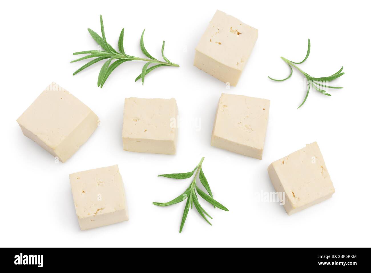 diced tofu cheese isolated on white background with clipping path and ...
