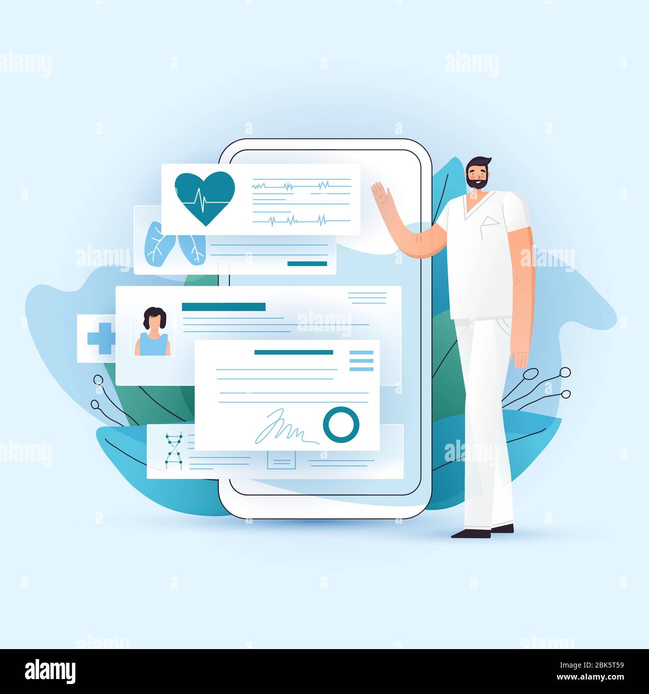 Online RX Medical Prescription and medic check up on smartphone, vector ...