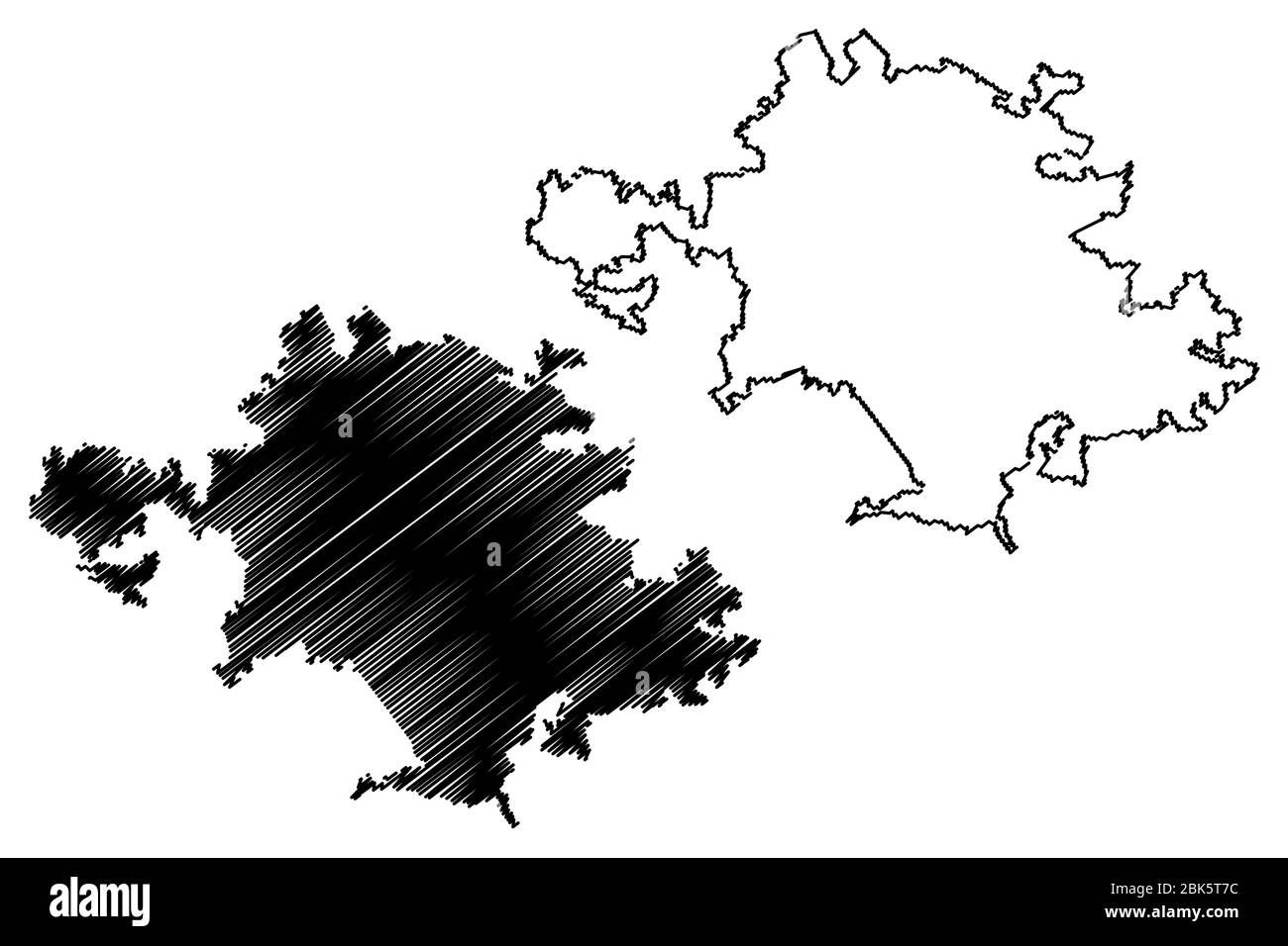 Sassari City (Italian Republic, Italy, Sardinia) map vector illustration, scribble sketch City ...