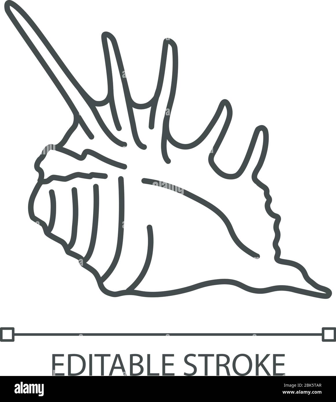 Spiked seashell pixel perfect linear icon Stock Vector Image & Art - Alamy