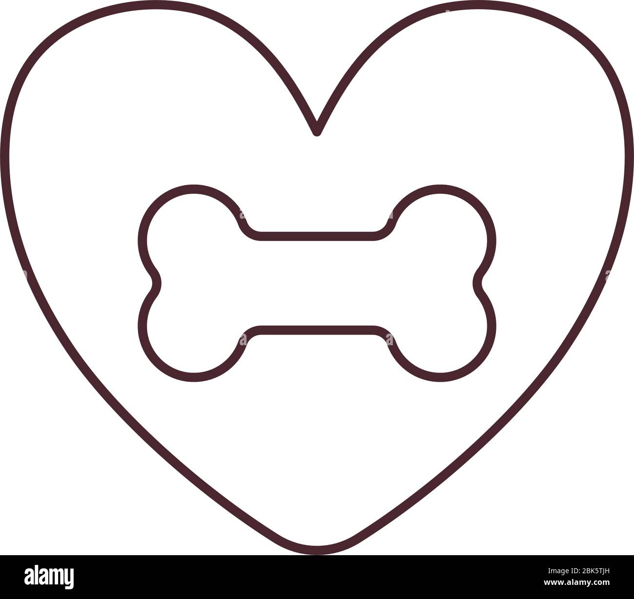 pink heart with bone , line style icon vector illustration design Stock ...