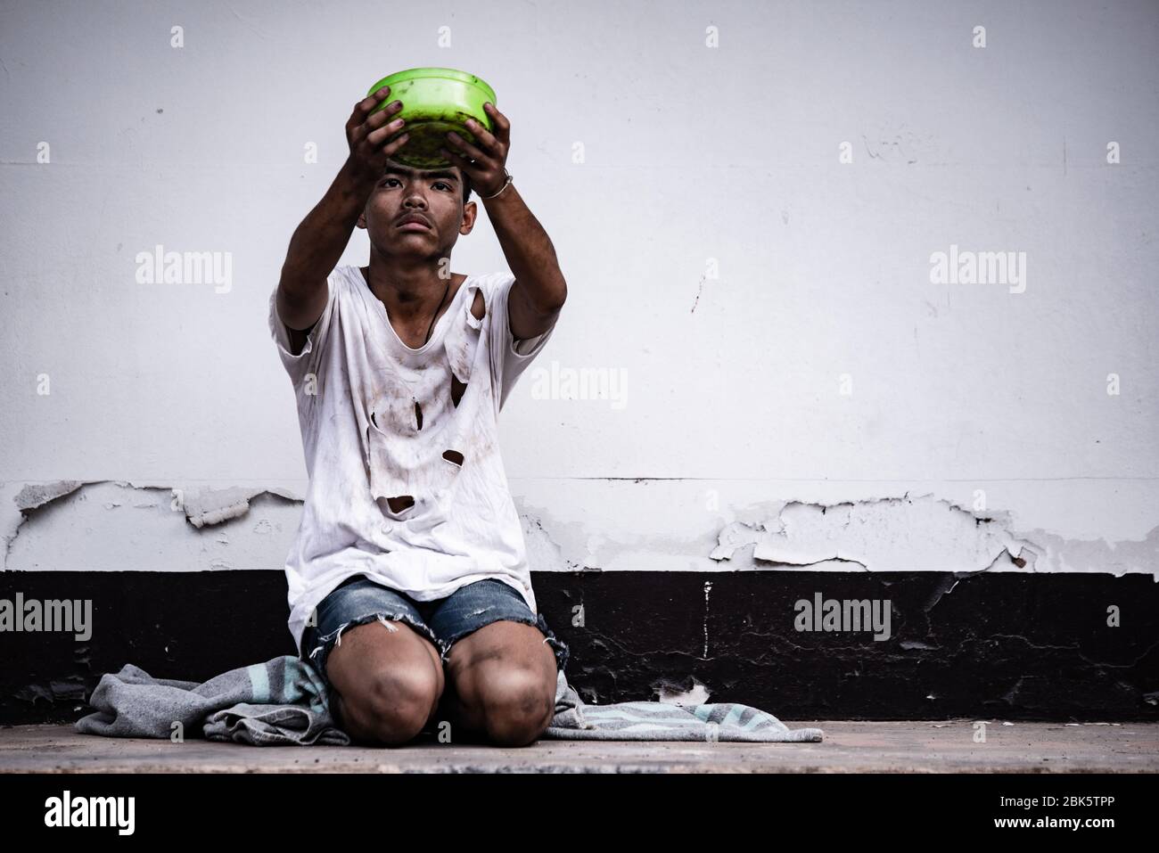 homeless man for help concept for poverty or hunger people, Human ...