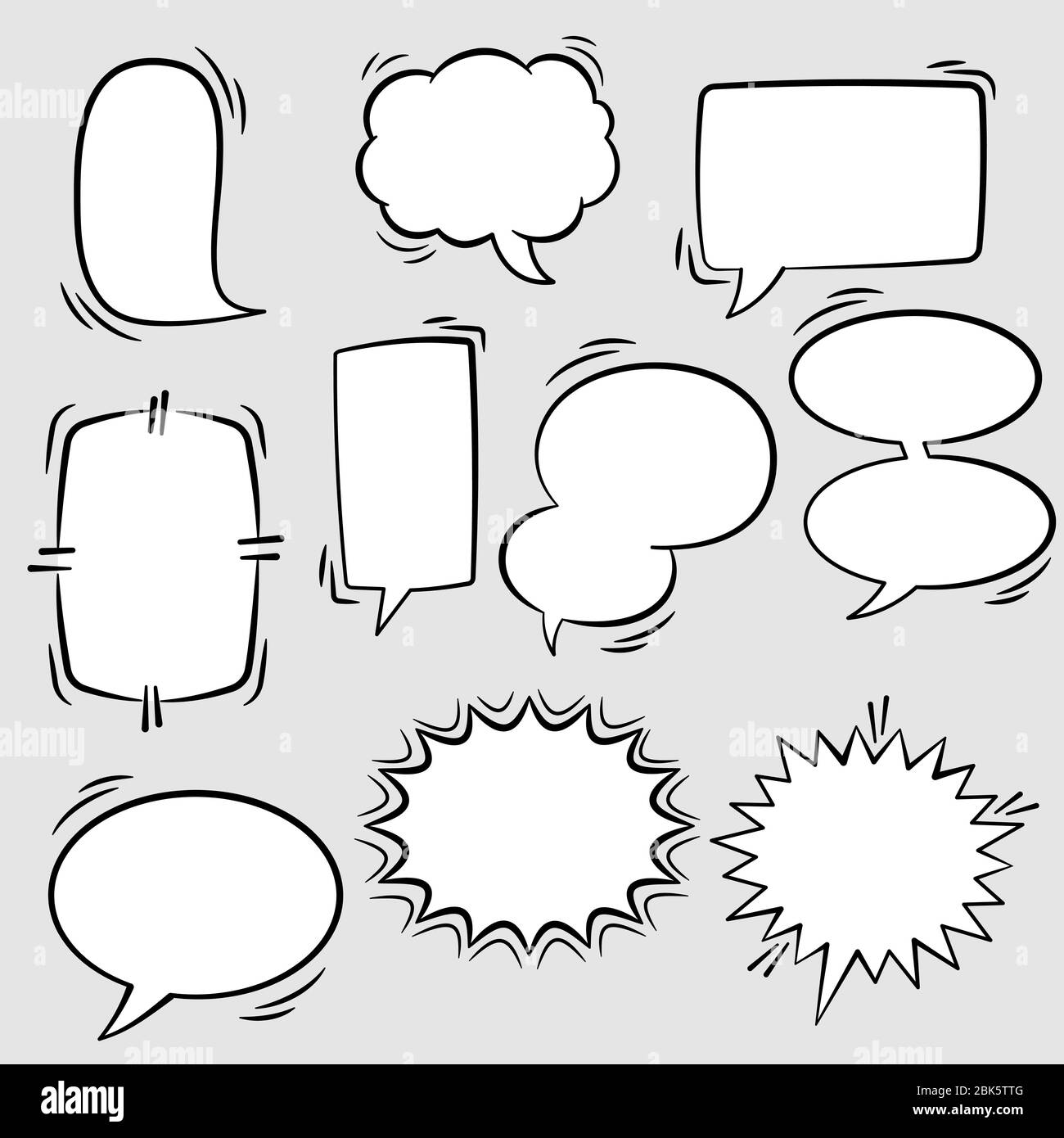 Set of comic speech bubbles. Empty comic speech ballons and elements in ...