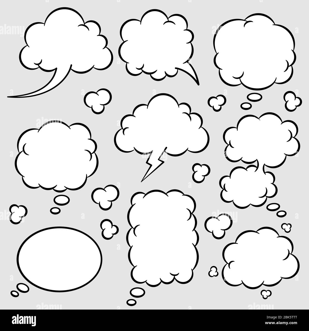 Set of comic speech and thought bubbles. Empty comic speech ballons and ...