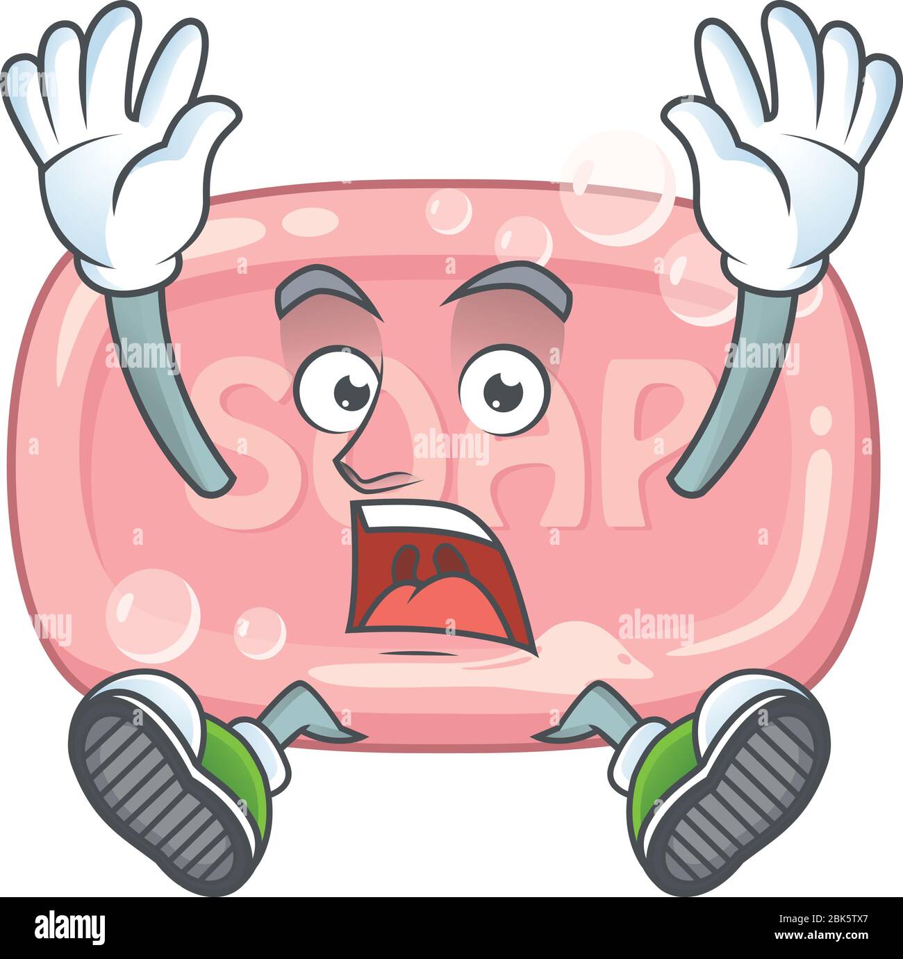 Pink soap cartoon character design showing shocking gesture. Vector ...